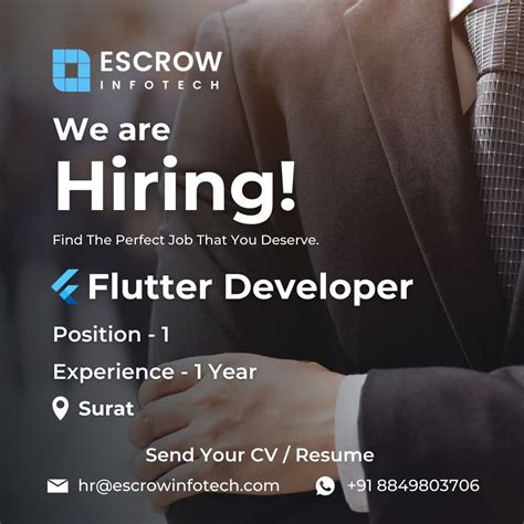Hiringnow Flutterdeveloper Jobopening Suratjobs Wearehiring Itjobs Escrow Infotech
