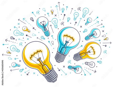 Shining Light Bulb And Set Of Lightbulb Icons Ideas Creative Concept