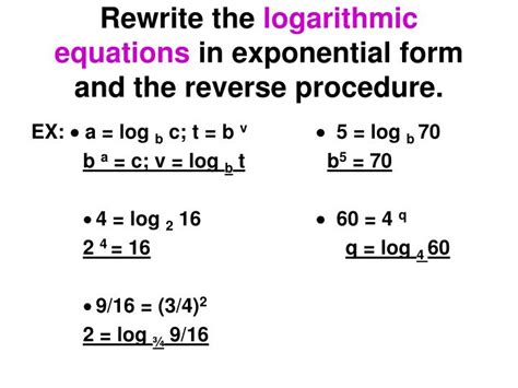 Rewrite Each Equation In Exponential Form Tessshebaylo