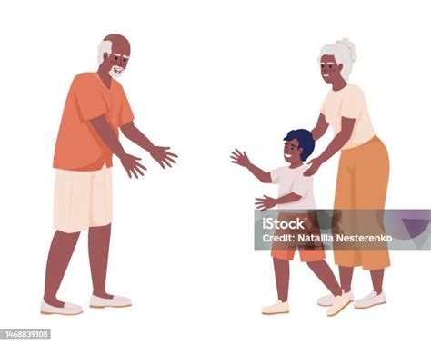 할머니가 할아버지에게 손자를 소개하는 세미 플랫 컬러 벡터 캐릭터 남자 아기에 대한 스톡 벡터 아트 및 기타 이미지 남자 아기 소년 2차 도형 Istock