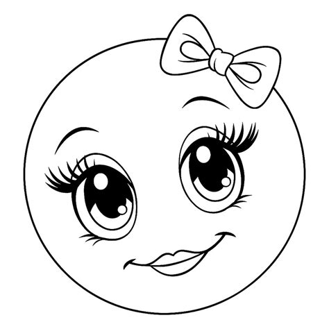 Раскраска Милая девочка смайлик распечатать раскраски для детей