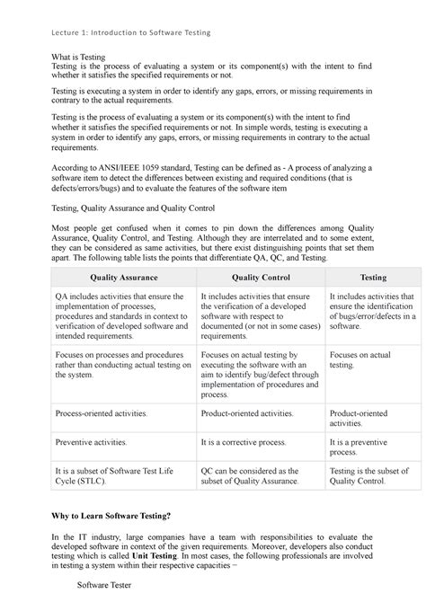 Lecture 1 Introduction To Software Testing Lecture 1 Introduction To Software Testing What Is