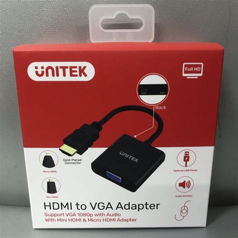 Jual Hdmi 3 In 1 To Vga Converter With Audio Mini Hdmi Micro Hdmi Unitek Shopee Indonesia