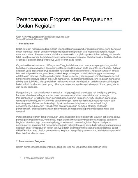 Perencanaan Program Dan Penyusunan Usulan Kegiatan Docx