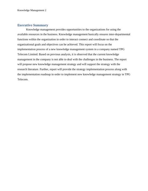 Tpg Telecom Limited Implementing Knowledge Management