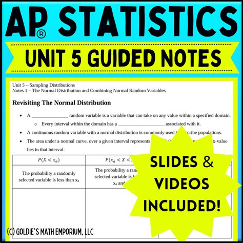 Goldies Unit 5 Sampling Distributions Guided Notes For Ap® Statis Goldies Math Emporium