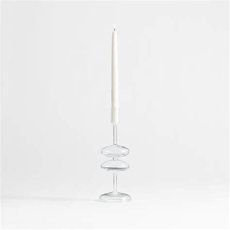 Venezia Medium Clear Glass Taper Candle Holder Reviews Crate And Barrel