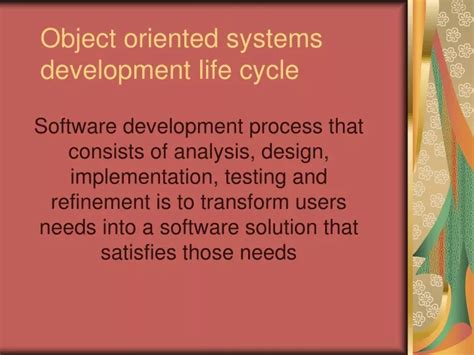 Ppt Object Oriented Systems Development Life Cycle Powerpoint Presentation Id9300196