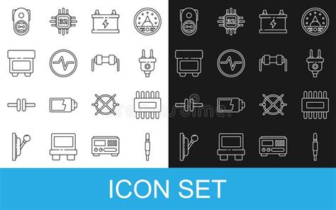 Set Line Audio Jack Processor With Microcircuits Cpu Electric Plug Car Battery Scheme Fuse
