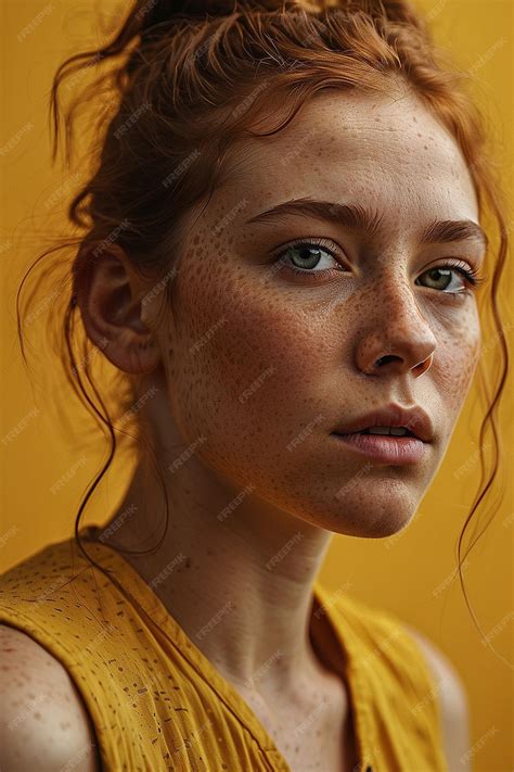 Premium Photo Portrait Of Beautiful Freckled Woman