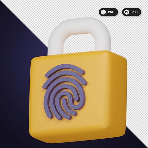Premium Psd Fingerprint Cyber Security Icons Set Ux Ui Web Design Elements 3d Rendering