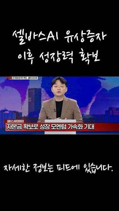 셀바스ai 유상증자 이후 성장력 확보 Youtube