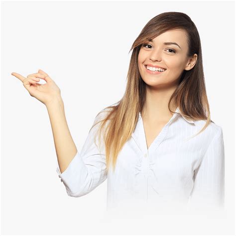 Transparent Finger Pointing Clipart Smiling Woman No Background HD Png Download Kindpng