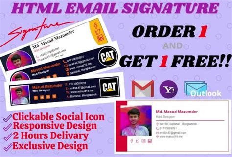 Design Clickable Exclusive Email Signatures Using Html And Css By Masud Fiverr