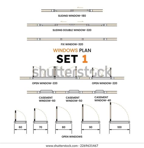 Architectural Drawing Windows Plan Set 1 Stock Vector Royalty Free 2269631467 Shutterstock