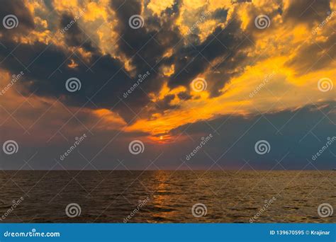 Beautiful Sunset On Tonle Sap Lake In Unesco Siem Reap Cambodia Stock