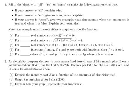Solved 1 Fill In The Blank With All No Or Some To