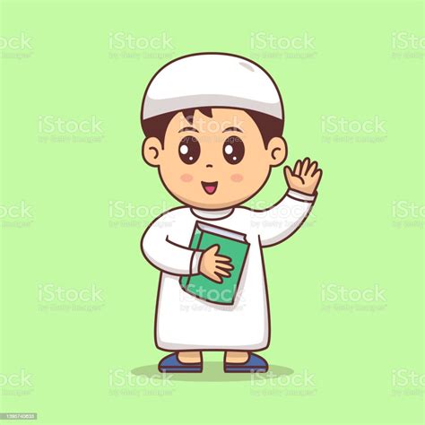 귀여운 무슬림 소년 들고 꾸란 벡터 일러스트 레이 션 히잡 만화 프리미엄 벡터와 무슬림 소녀 가족에 대한 스톡 벡터 아트 및 기타 이미지 Istock