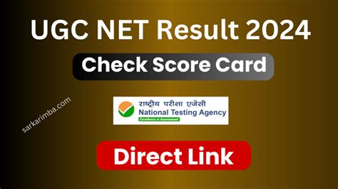 UGC NET Result 2024 Download Score Card Direct Link Ugcnet Nta Ac In