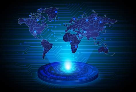 Premium Vector World Binary Circuit Board Future Technology Blue Hud