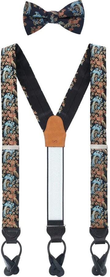 Trafalgar Birds Of Prosperity Silk Button End Suspenders And Bow Tie
