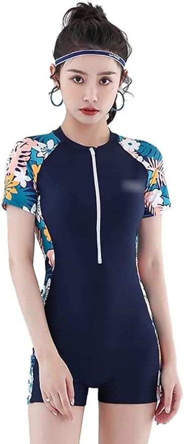 Amazon co jp 女性フィットネス全身ウェットスーツサーフィンスーツワンピース半袖ジャンプスーツダイビング水着女性日焼け止めスリム保守的なシュノーケリングスーツ 大人 かわいい 水着