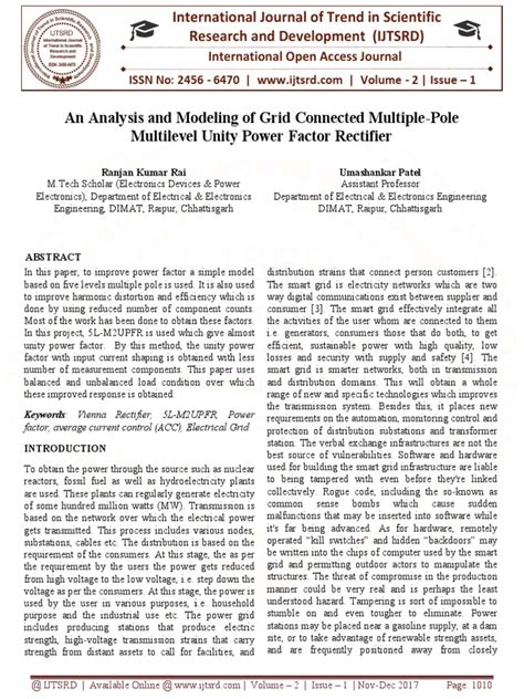 an analysis and modeling of grid connected multiple pole multilevel unity power factor rectifier