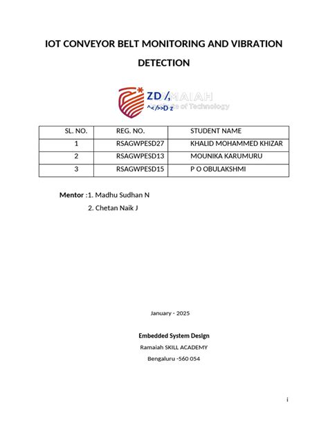 Iot Conveyor Belt Monitoring And Vibration Detection 2 Pdf Internet