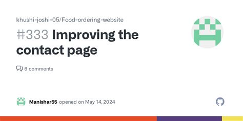 Improving The Contact Page · Issue 333 · Khushi Joshi 05 Food Ordering Website · Github