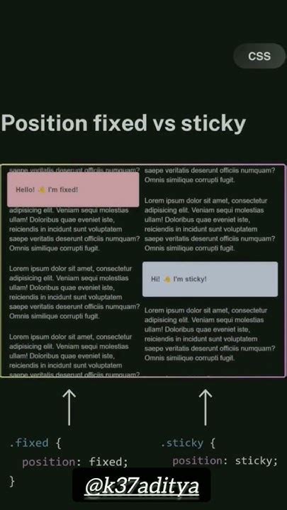 Css Position👨‍💻sticky Vs Fixed Positiin Fixed Sticky Ai Python Programming Html Css
