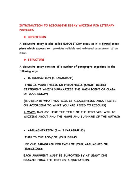 Read First This Introduction To Discursive Essay Writing Pdf Paragraph Essays