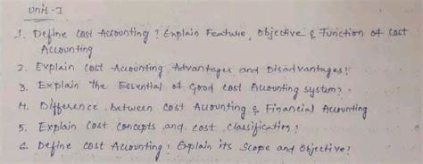 Unit 1 1 Define Cost Accounting Explain StudyX