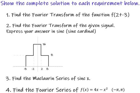 solved 1 find the fourier transform of the function f 2 3 2 find
