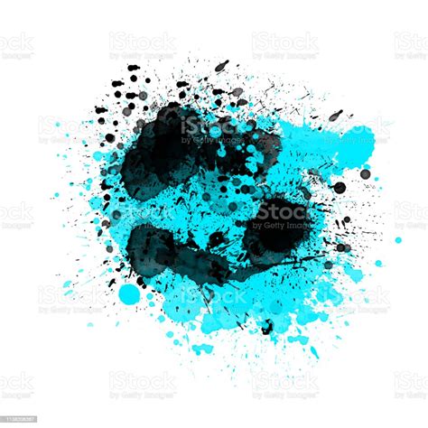 밝은 파란색과 검은 색 잉크 튄 스플래시 흰색 절연 그런 지 디자인 요소 배경 템플릿 0명에 대한 스톡 사진 및 기타 이미지 0명 디자인 물이 튀는 Istock