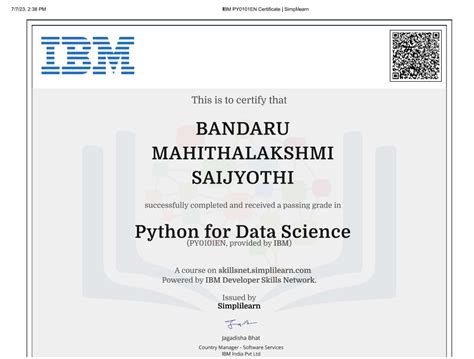 Mahitha Bandaru On Linkedin Pythonfordatascience Ibmdeveloperskills