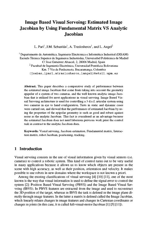 Pdf Image Based Visual Servoing Estimated Image Jacobian By Using