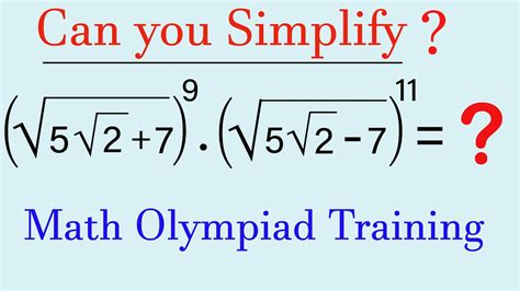 Math Olympiad Training Learn How To Simplify This Nice Radical Problem Vijay Maths Youtube