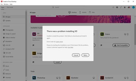 Solved Having Problem While Installing Xd Getting Error Adobe