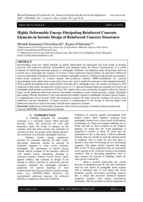 Pdf Highly Deformable Energy Dissipating Reinforced Concrete Elements
