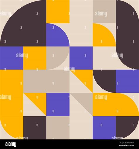 Seamless Square Pattern In Bauhaus Style With Geometric Shapes Wall Print Modern Scandinavian