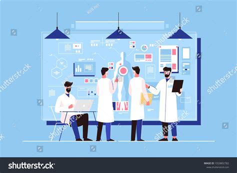 연구자들이 실험실 벡터 삽화를 통한 유전학에 스톡 벡터로열티 프리 1553802782