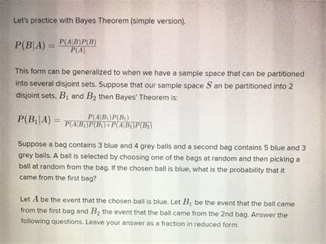 Solved Let S Practice With Bayes Theorem Simple Version Chegg Com