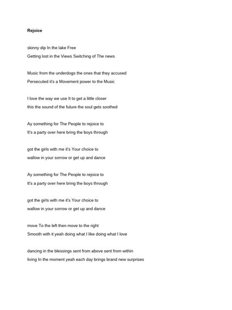 Rejoice Lyrics Pdf