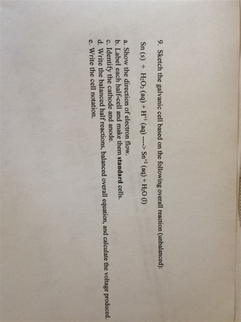 Solved Sketch The Galvanic Cell Based On The Following Chegg Com