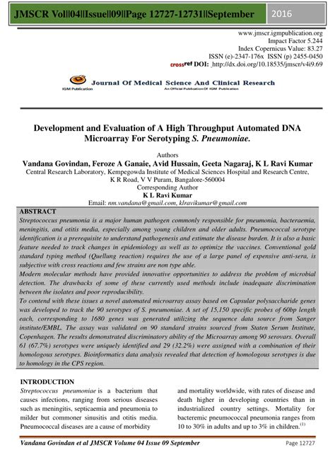 pdf development and evaluation of a high throughput automated dna