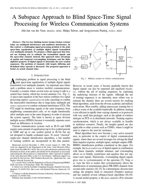 A Subspace Approach To Blind Space Time Signal Processing For Wireless