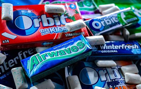 Variety Of Popular Brands Of Chewing Gums Editorial Photography Image