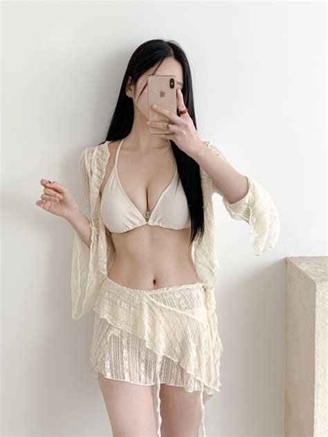 비마이뮤즈 [4피스set 여신무드 무배] 아도라 프릴 레이스 시스루 비키니 긴팔 스커트 수영복