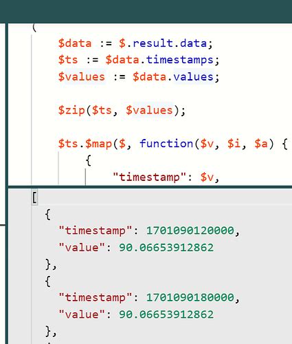 How Do A Merge Two Arrays In Infinity Datasource With Uql Grafana