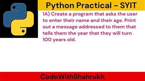 Bsc It Semester 3 Python Programming Practical Solutionspython Youtube